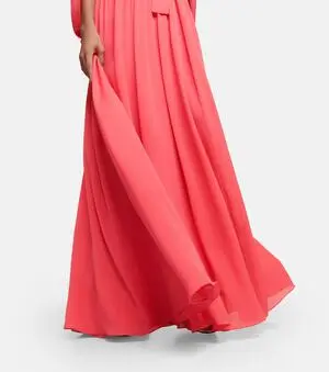 Elie Saab Pleated Silk Chiffon Gown