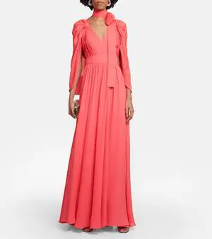 Elie Saab Pleated Silk Chiffon Gown