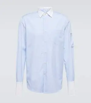 WINNIE N.Y.C Striped Cotton Poplin Shirt - Blue