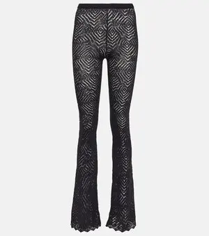Alessandra Rich Embellished Flared Lace Pants