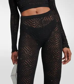 Alessandra Rich Embellished Flared Lace Pants
