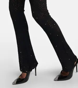 Alessandra Rich Embellished Flared Lace Pants