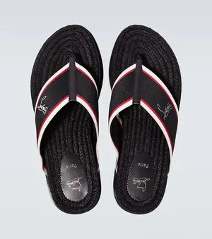 Christian Louboutin Hot Flip Slides in Multicolor Jute Christian Louboutin Stude Rainbow flip flop size 11 main image 4