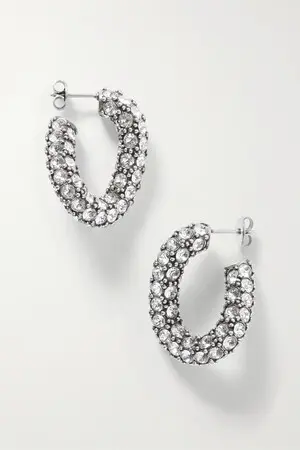 Isabel Marant Tone Crystal Hoop Earrings - Silver