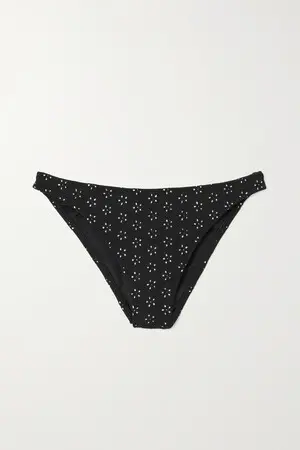 Peony Net Sustain Recycled-broderie Anglaise Bikini Briefs - Black