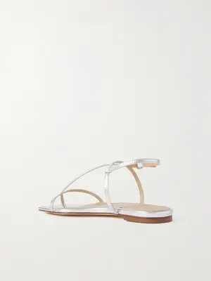 AeydĒ Ella Metallic Leather Sandals - Silver