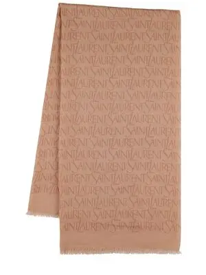 Saint Laurent Light Modal & Cashmere Scarf Beige,brown