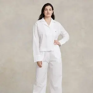 Ralph Lauren Long-sleeve Poplin Pajama Set White Cloud