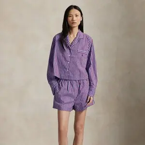 Ralph Lauren Crop Top & Boxer Poplin Pajama Set - Raspberry Radiance