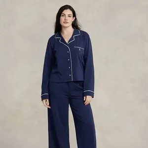 Ralph Lauren Long-sleeve Jersey Pajama Set - Navy
