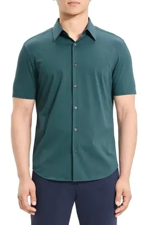 Theory Irving Short Sleeve Button-up Shirt - Cypress - Twi