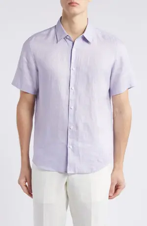 Theory Irving Short Sleeve Button-up Shirt Soft Iris