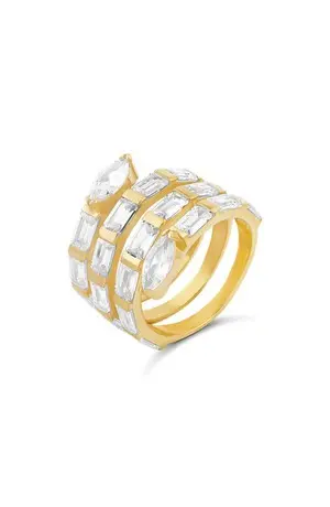SHYMI Cubic Zirconia Swirl Bypass Ring - Gold/white
