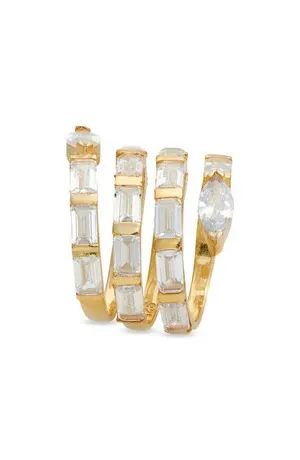 SHYMI Cubic Zirconia Swirl Bypass Ring - Gold/white
