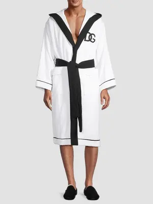 Dolce & Gabbana Logo Embroidered Bathrobe