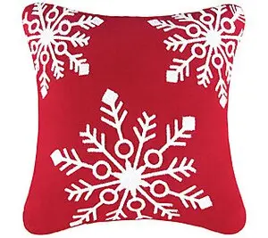 C&F HOME Snowflakes Red Pillow - One-color