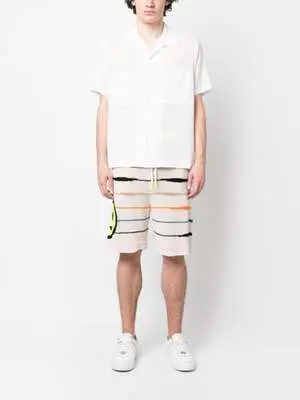 BARROW Intarsia-knit Logo Striped Shorts