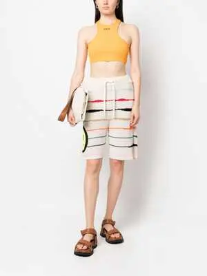 BARROW Intarsia-knit Logo Striped Shorts