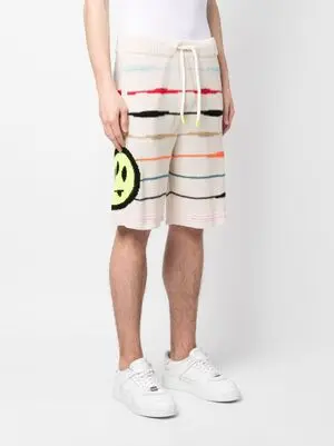 BARROW Intarsia-knit Logo Striped Shorts