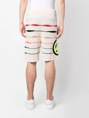 BARROW Intarsia-knit Logo Striped Shorts