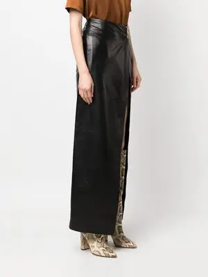 Bally Side-split Leather Skirt