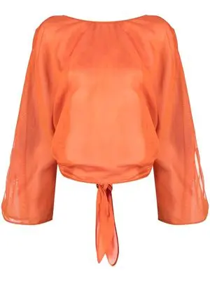 Alberta Ferretti V-back Long-sleeve Blouse