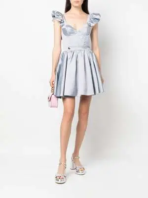 Philipp Plein Silk Mini Dress With Ruffle Detail - Purple