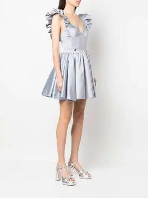 Philipp Plein Silk Mini Dress With Ruffle Detail - Purple