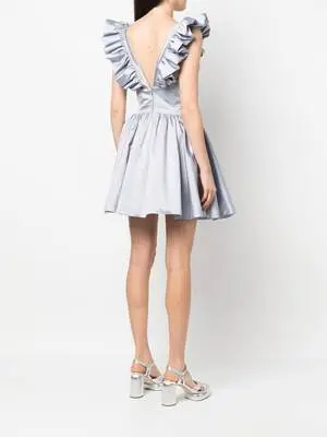Philipp Plein Silk Mini Dress With Ruffle Detail - Purple