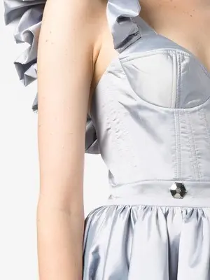 Philipp Plein Silk Mini Dress With Ruffle Detail - Purple