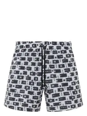 Amiri All-over Logo Print Swim Shorts - Black
