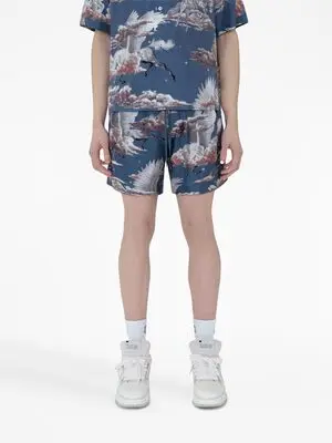 Amiri Graphic-print Pyjama Shorts - Blue