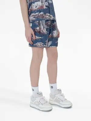 Amiri Graphic-print Pyjama Shorts - Blue