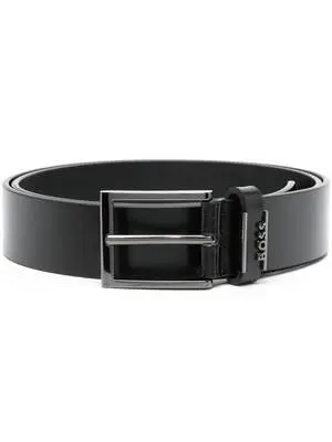 BOSS Logo-plaque Leather Belt - Black
