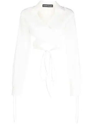 ANDREĀDAMO Tie-waist Blouse - White