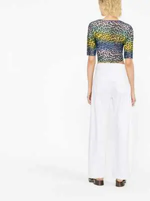 GANNI Leopard-print Crop T-shirt