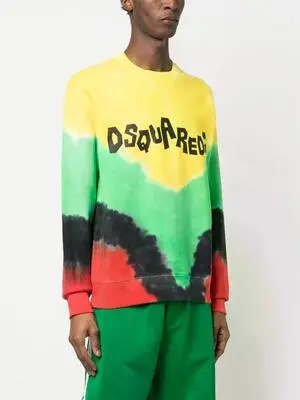 Dsquared2 Logo-print Tie-dye Cotton Sweatshirt - Green
