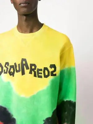 Dsquared2 Logo-print Tie-dye Cotton Sweatshirt - Green