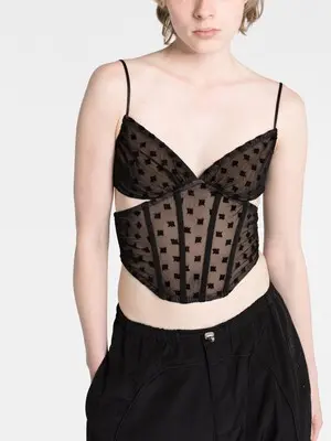 MISBHV Mesh Monogram Corset Top