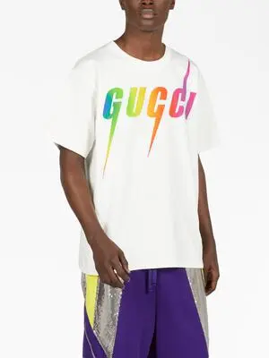 Gucci Gradient Logo-Print Cotton T-Shirt - White | Editorialist