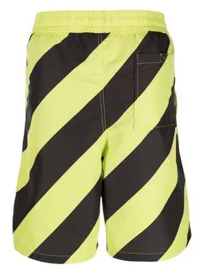 Off-White Diag Surfer Striped Swim Shorts - Green