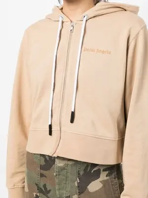 Palm Angels Logo-print Cropped Hoodie