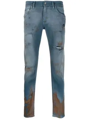 Dolce & Gabbana Distressed Straight-leg Jeans - Blue