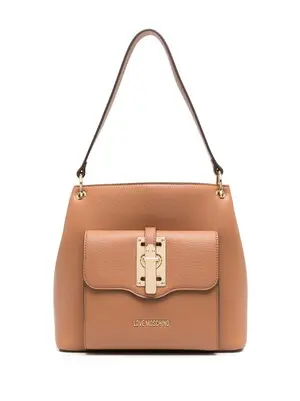 Moschino Logo-plaque Leather Shoulder Bag - Brown