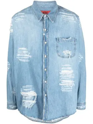 424 Distressed Denim Shirt