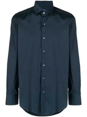 FINAMORE 1925 Plain Cotton-blend Shirt - Blue