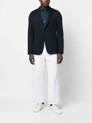 FINAMORE 1925 Plain Cotton-blend Shirt - Blue