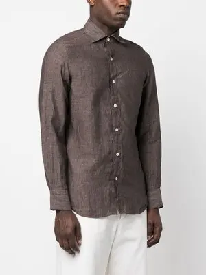 FINAMORE 1925 Mélange-effect Linen Shirt