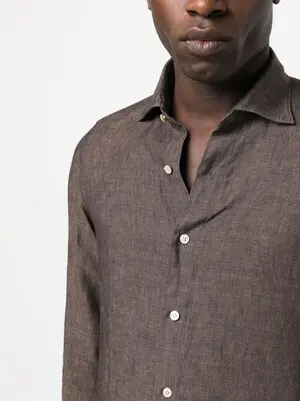 FINAMORE 1925 Mélange-effect Linen Shirt