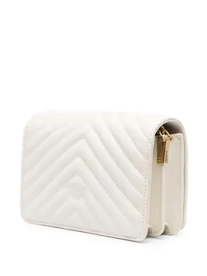 Pinko Mini Love Bag Click Chevron Quilted Nappa Leather Shoulder Bag - White